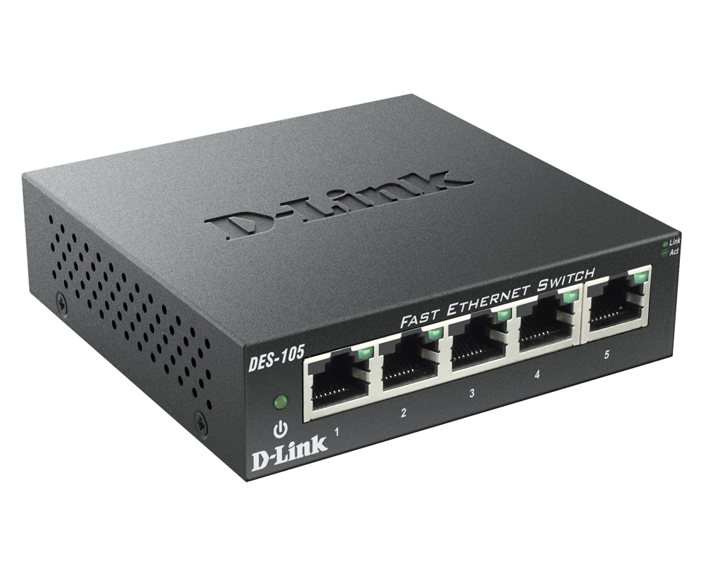 D-Link 5-Port Fast Ethernet Unmanaged/Plug and Play Switch | Fanless ...