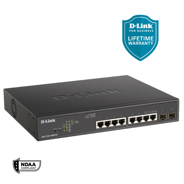 D-Link 10-Port Gigabit PoE Smart Managed Switch - (DGS-1100-10MPPV2 ...