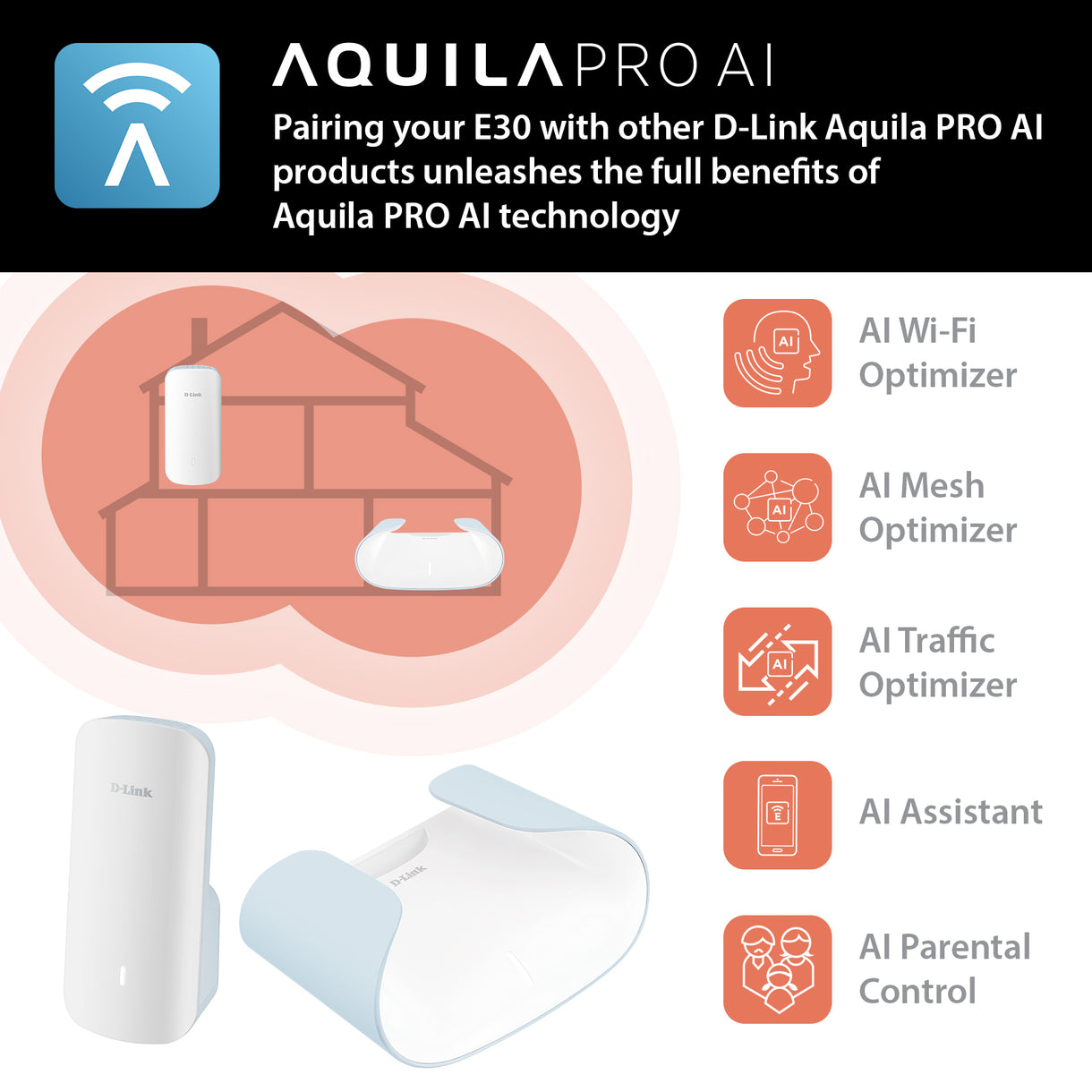 D-Link AQUILA PRO AI AX3000 Wi-Fi 6 Smart Mesh Extender - E30 – D-Link ...